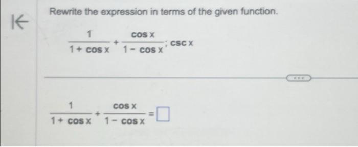 Solved K Rewrite the expression in terms of the given | Chegg.com