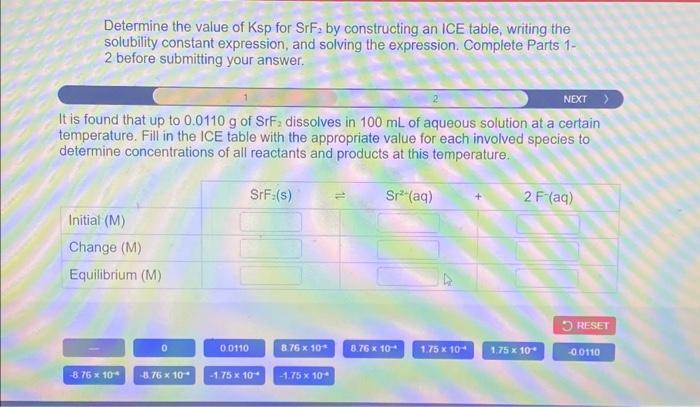 Solved Determine the value of \\( \\mathrm{Ksp} \\) for \\( | Chegg.com