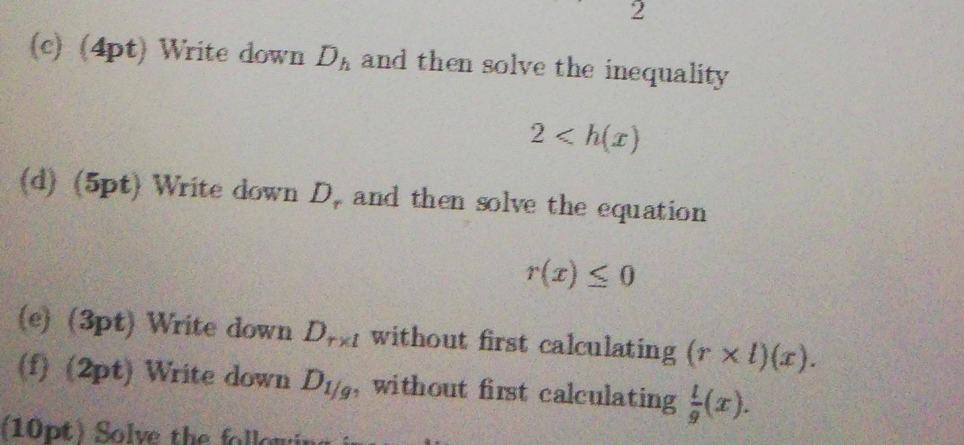Solved 2. (30pt) Suppose the functions f(x),g(x),h(x),r(x) | Chegg.com