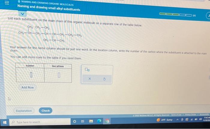 Solved List each substituent on the main chain of this | Chegg.com