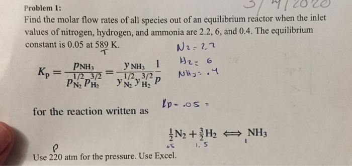 Solved Problem 1: 34/2020 Find the molar flow rates of all | Chegg.com