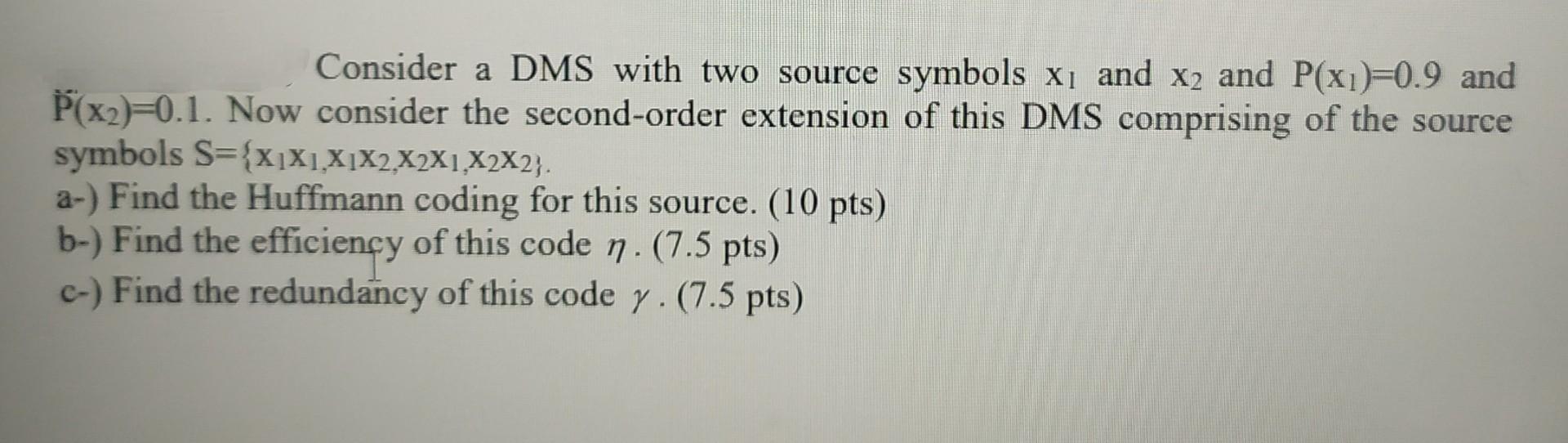 Solved Consider a DMS with two source symbols x1 and x2 and | Chegg.com