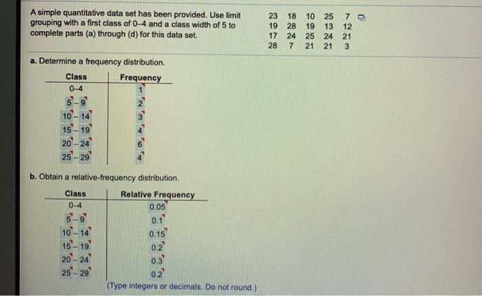 Solved A simple quantitative data set has been provided. Use | Chegg.com