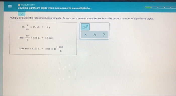 Solved MEASUREMENT Counting significant digits when | Chegg.com