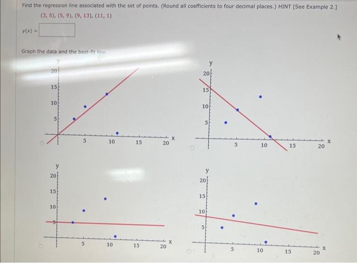 Solved Find the regression line associated with the set of | Chegg.com