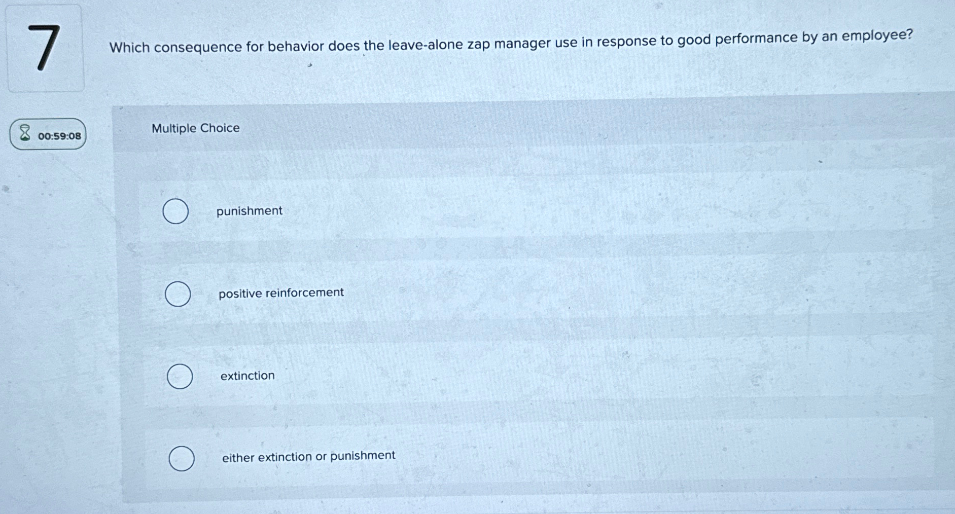 Solved Which consequence for behavior does the leave-alone | Chegg.com