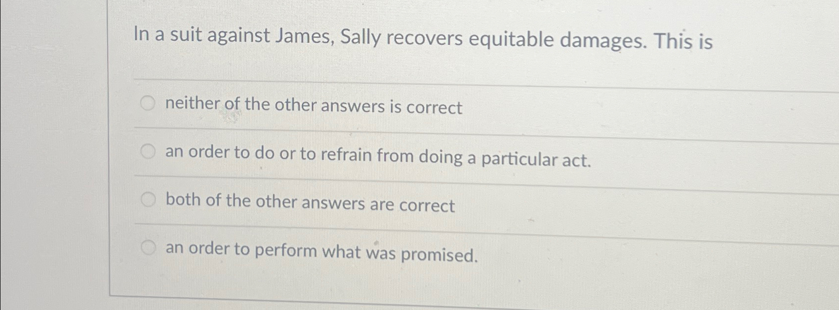 Solved In a suit against James, Sally recovers equitable | Chegg.com