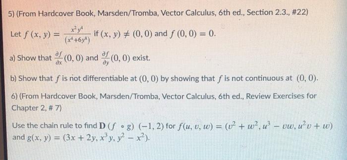 Solved 5) (From Hardcover Book, Marsden/Tromba, Vector | Chegg.com