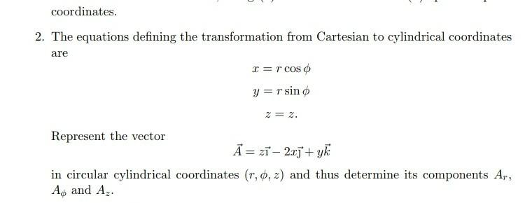 Solved coordinates. 2. The equations defining the | Chegg.com