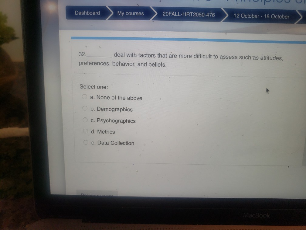 Solved Dashboard My courses 20FALL-HRT2050-476 12 October - | Chegg.com