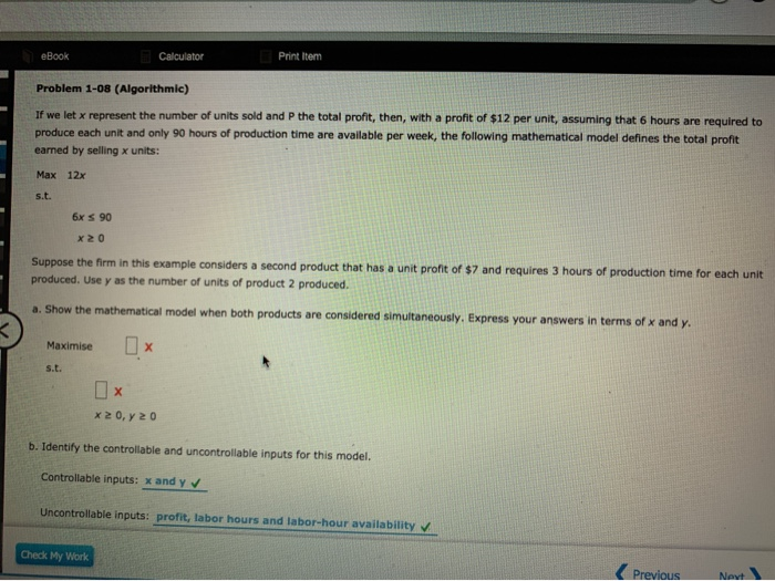 Solved eBook Calculator Print Item Problem 1-08 | Chegg.com