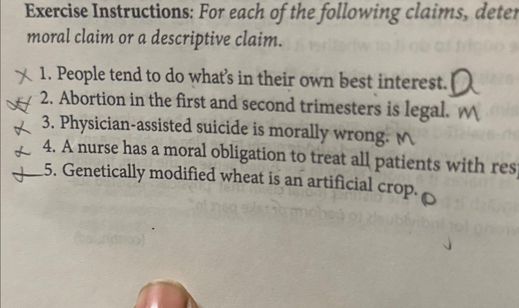 Solved Exercise Instructions: For each of the following | Chegg.com