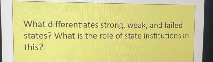 What differentiates strong, weak, and failed states? | Chegg.com