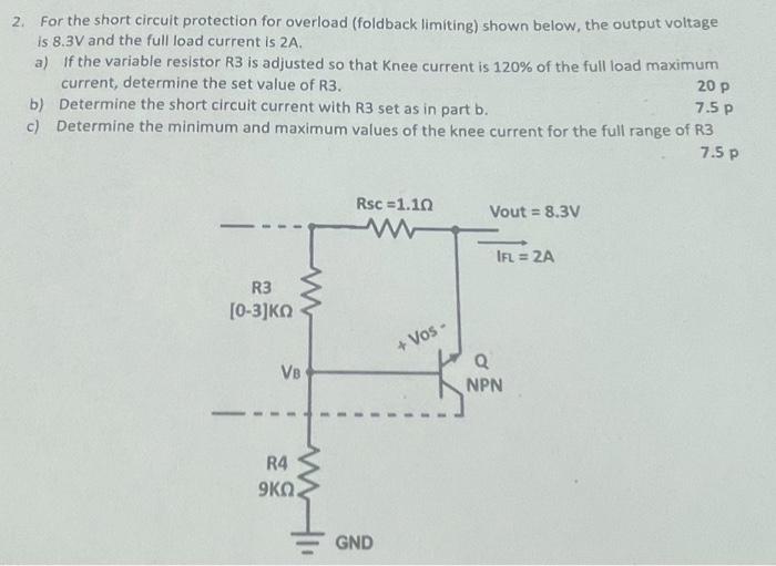 2. For the short circuit protection for overload | Chegg.com