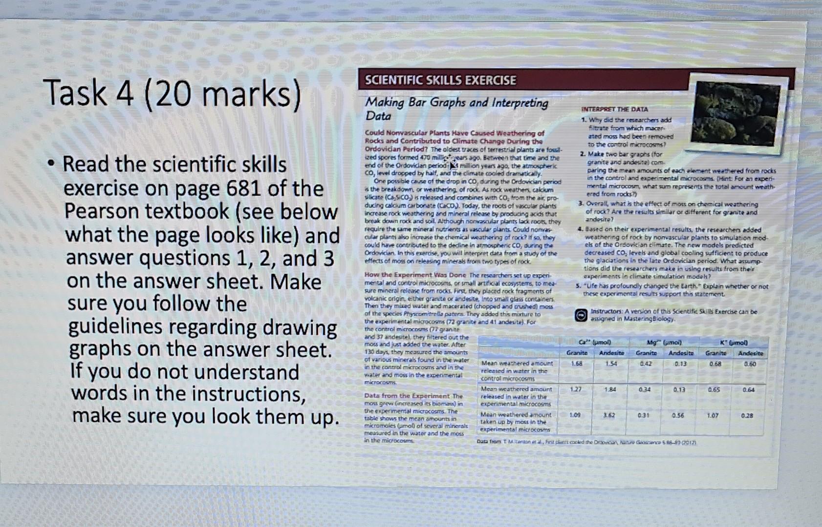 Solved Task 4 (20 marks) Read the scientific skills exercise | Chegg.com