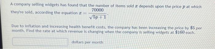 Solved A company selling widgets has found that the number | Chegg.com