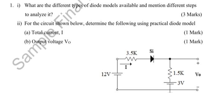 Solved 1. i) What are the different types of diode models | Chegg.com