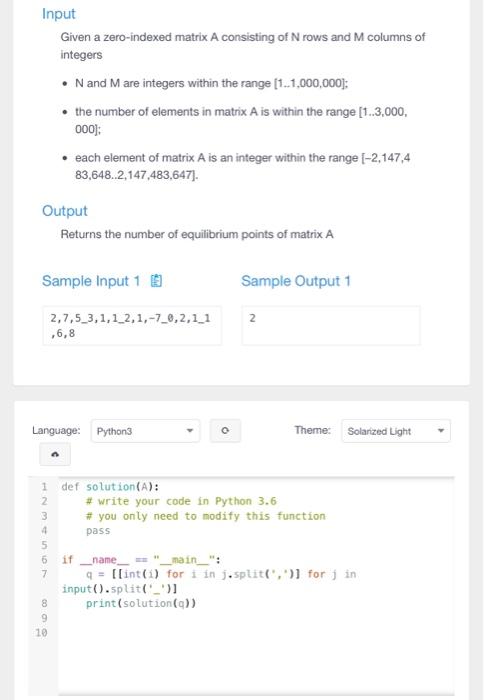 Solved Equi2DCount Description A non-empty zero-indexed | Chegg.com