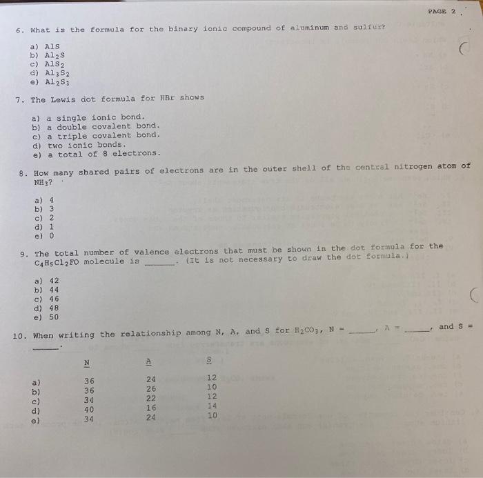 Solved PAGE 2 6. What is the formula for the binary ionic | Chegg.com