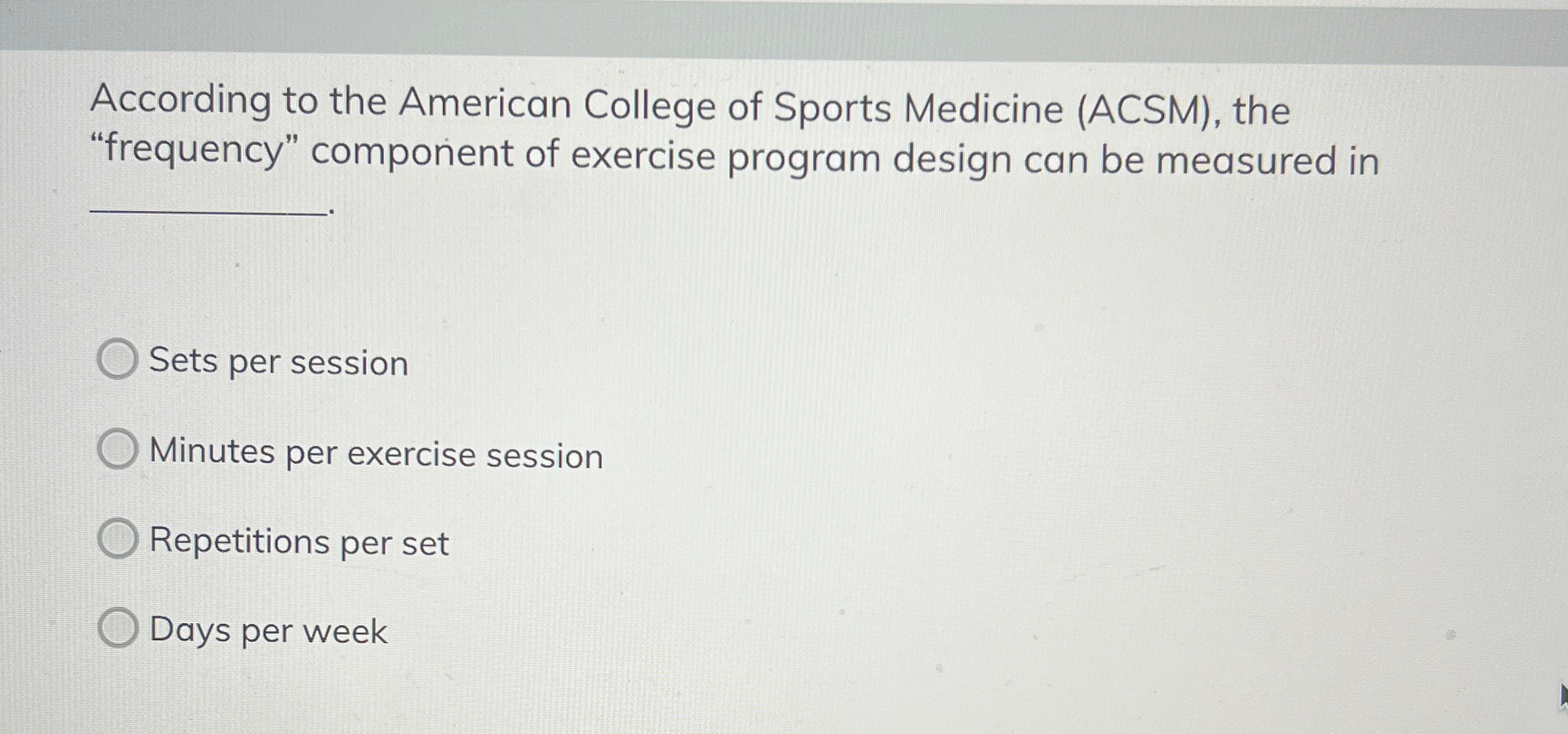Solved According to the American College of Sports Medicine | Chegg.com