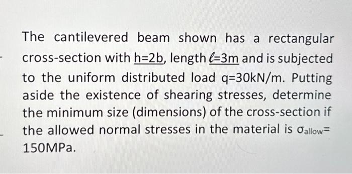 Solved The cantilevered beam shown has a rectangular | Chegg.com