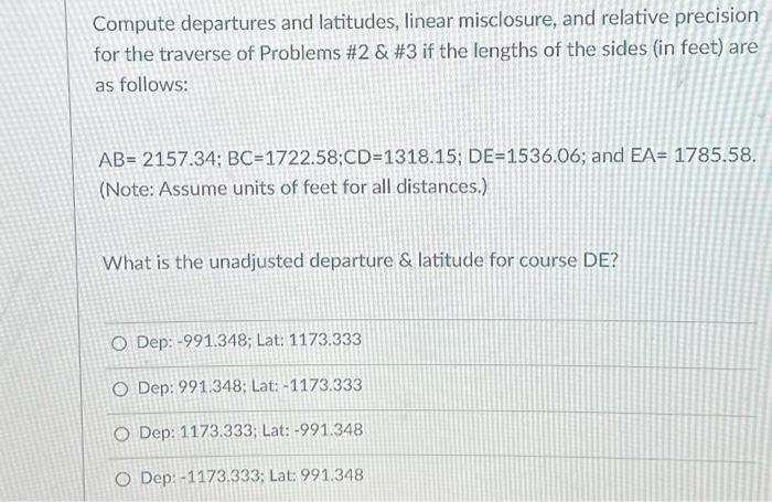 Compute Departures And Latitudes Linear Misclosure