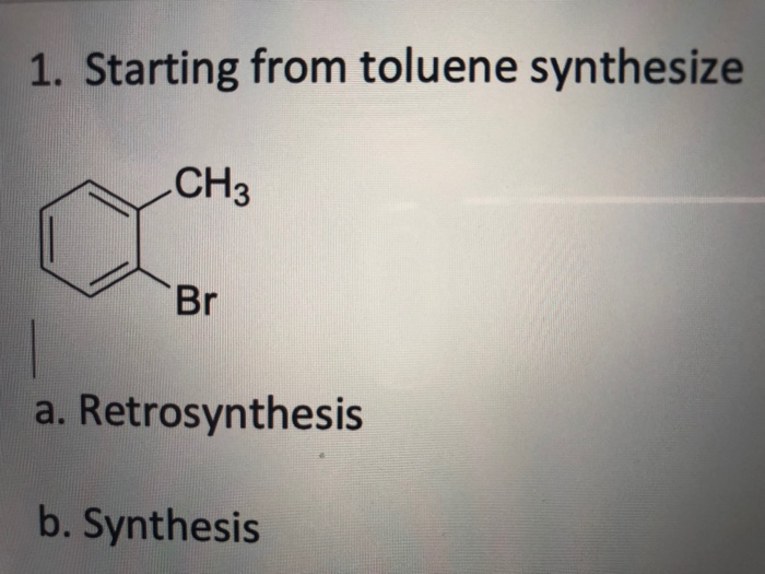 Solved 1. Starting from toluene synthesize _CH3 Br a. | Chegg.com