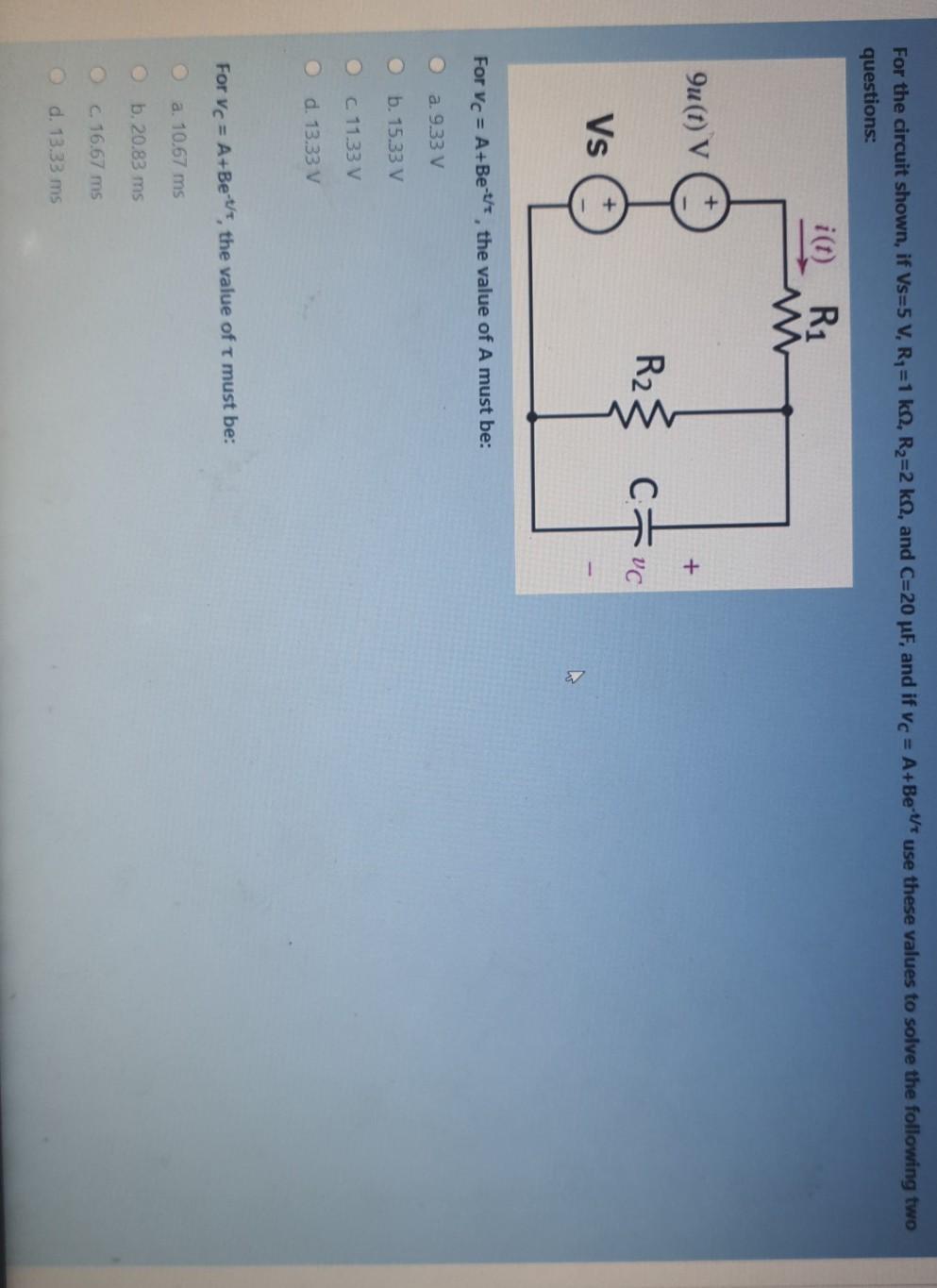 Solved For the circuit shown, if Vs=5 V, Ry=1 k2, R2=2 kl, | Chegg.com
