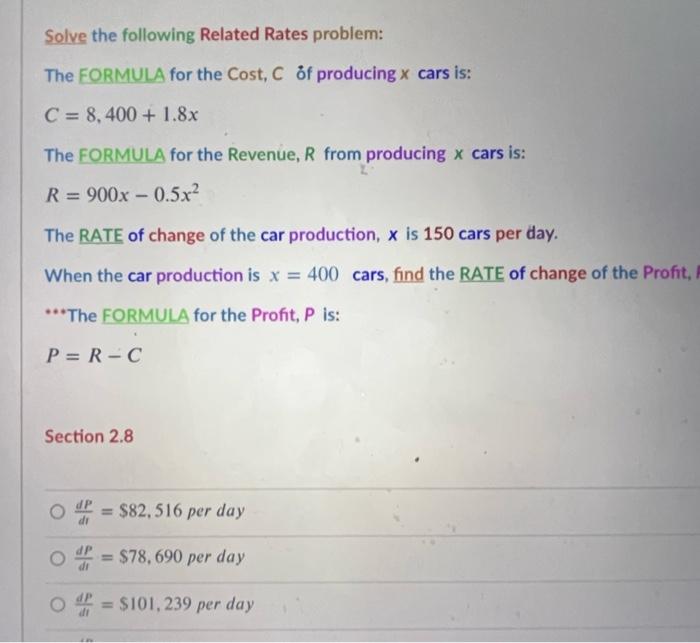 Solved Solve the following Related Rates problem: The | Chegg.com