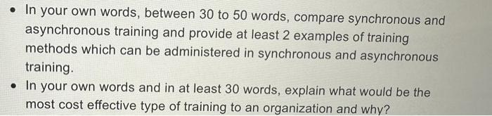 Solved - In your own words, between 30 to 50 words, compare | Chegg.com