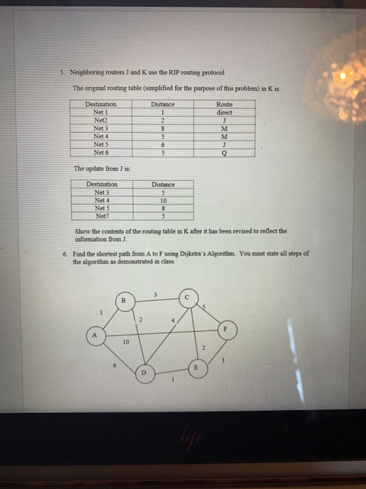Solved 5 Neighboring routers J and K use the RIP routing | Chegg.com