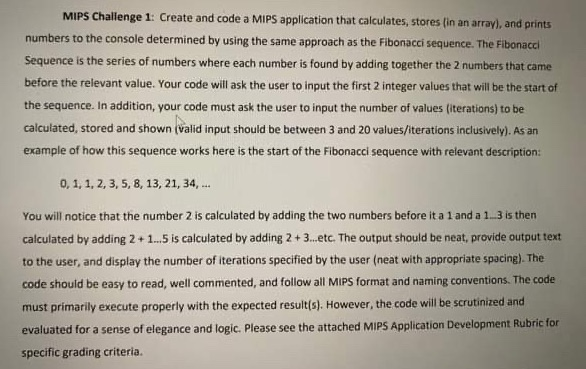 Solved MIPS Challenge 1: Create and code a MIPS application | Chegg.com