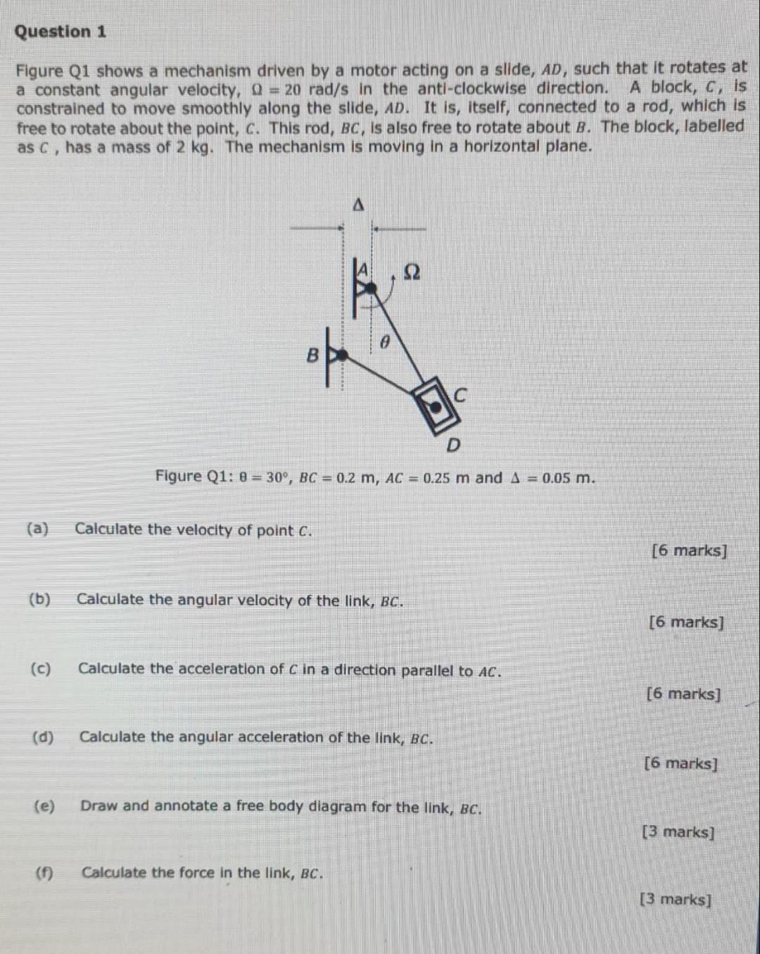 Solved Question 1 Figure Q1 shows a mechanism driven by a | Chegg.com