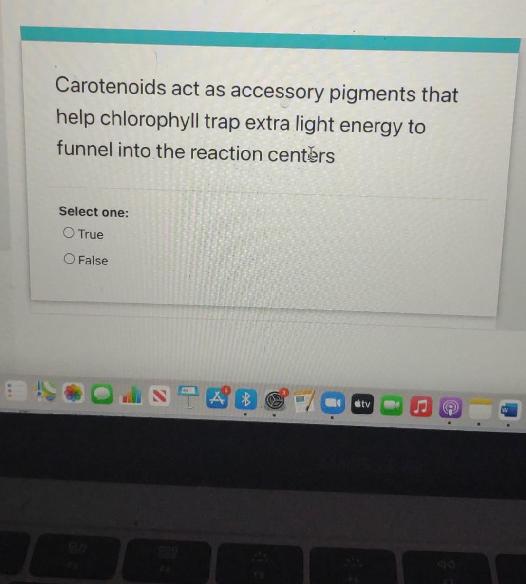 Solved Carotenoids act as accessory pigments that help | Chegg.com