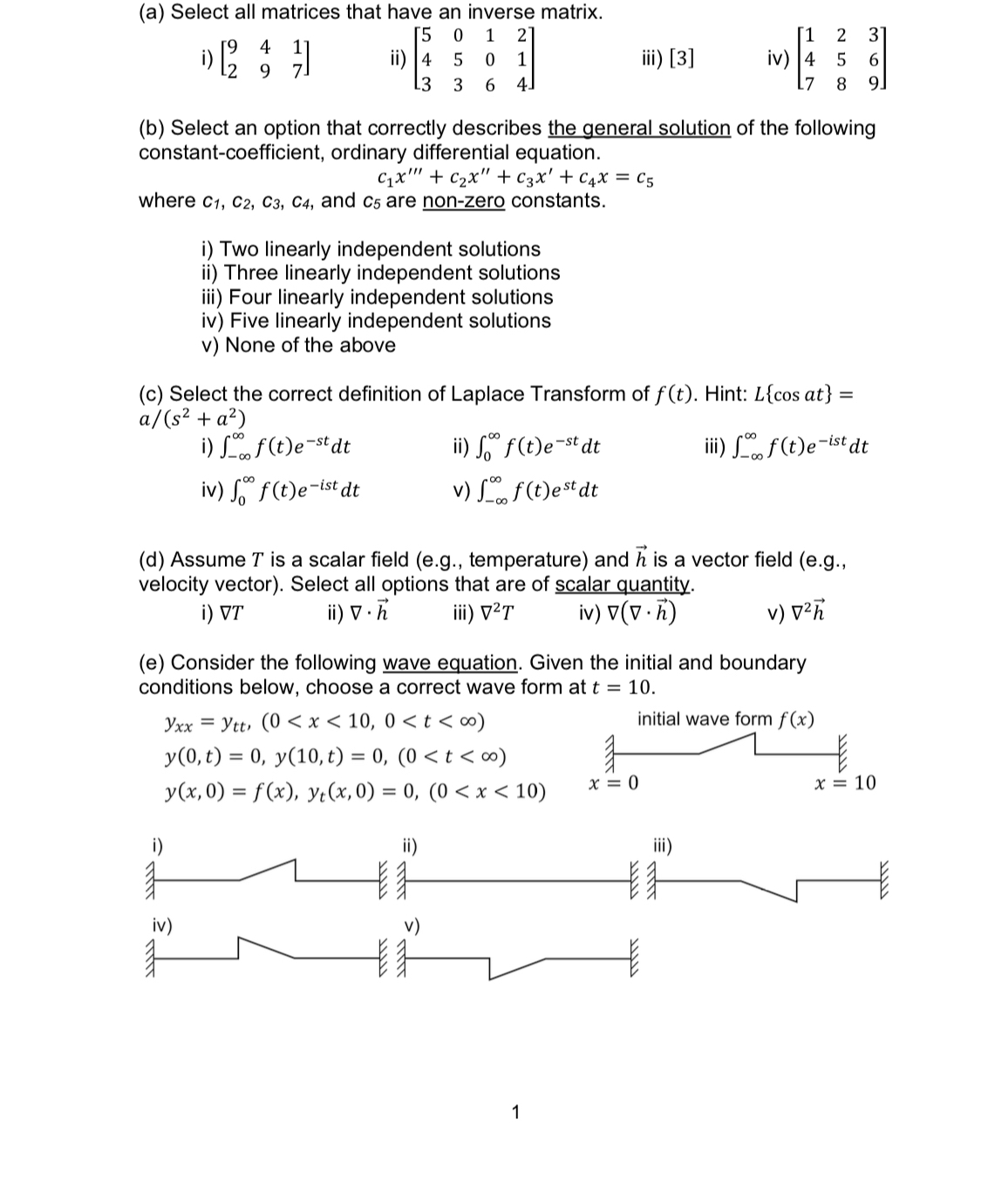 (a) ﻿Select all matrices that have an inverse | Chegg.com