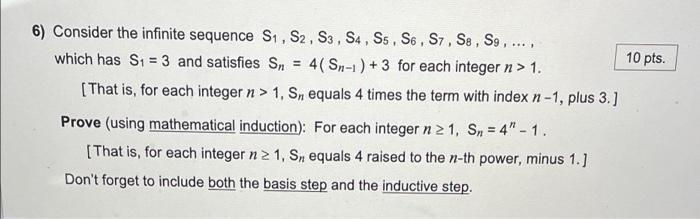 Solved 6) Consider the infinite sequence S1, S2, S3, S4, S5, | Chegg.com