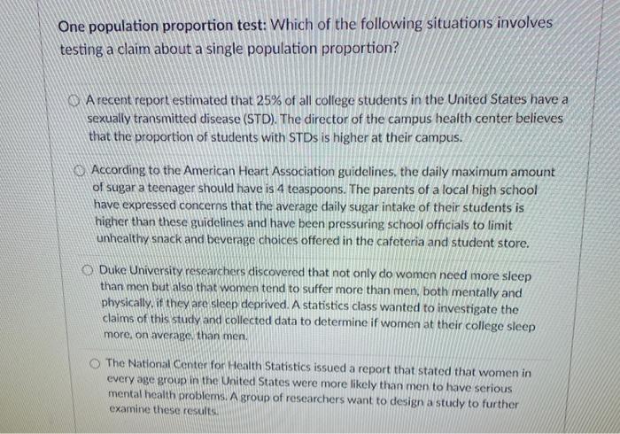Solved One population proportion test: Which of the | Chegg.com