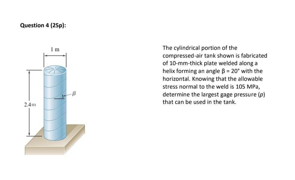 Solved Question 4 (25p): The cylindrical portion of the | Chegg.com