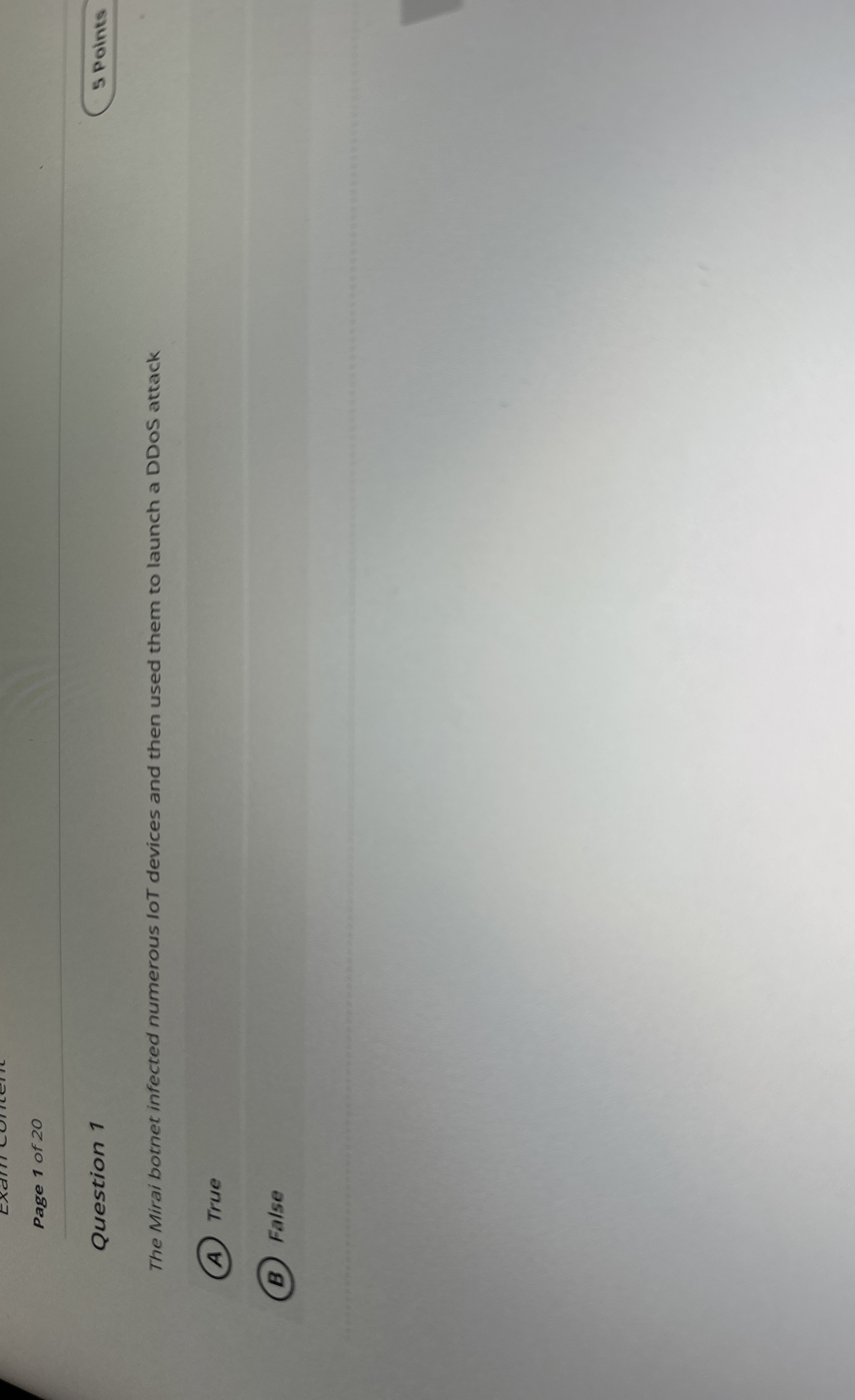 Solved Page 1 ﻿of 20Question 1The Mirai botnet infected | Chegg.com