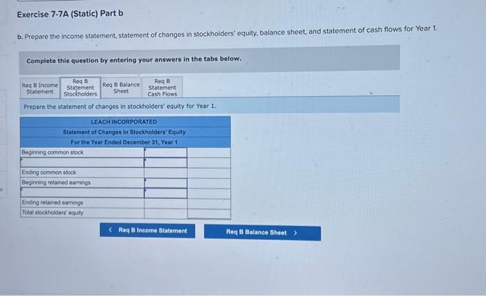 Solved Required information Exercise 7-7A (Static) Effect of | Chegg.com