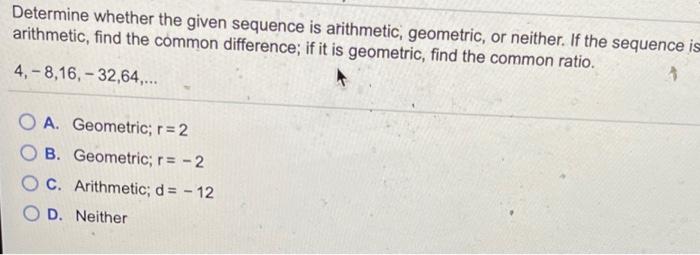 Solved Determine whether the given sequence is arithmetic, | Chegg.com