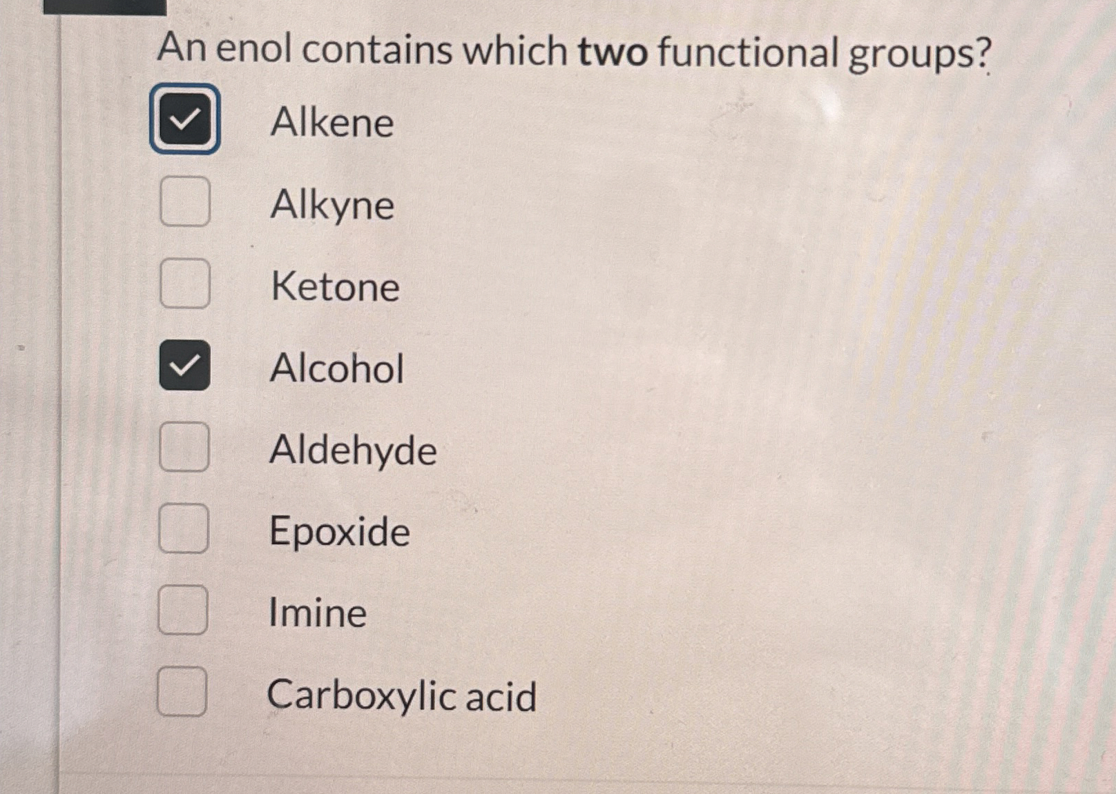 Solved An enol contains which two functional | Chegg.com