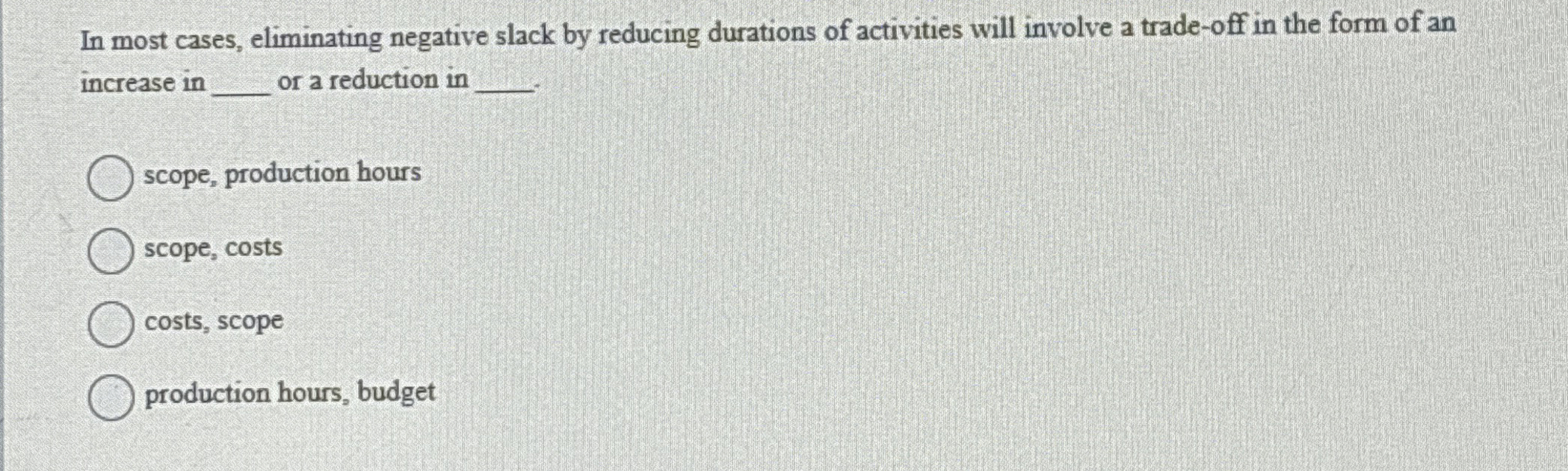 Solved In most cases, eliminating negative slack by reducing | Chegg.com