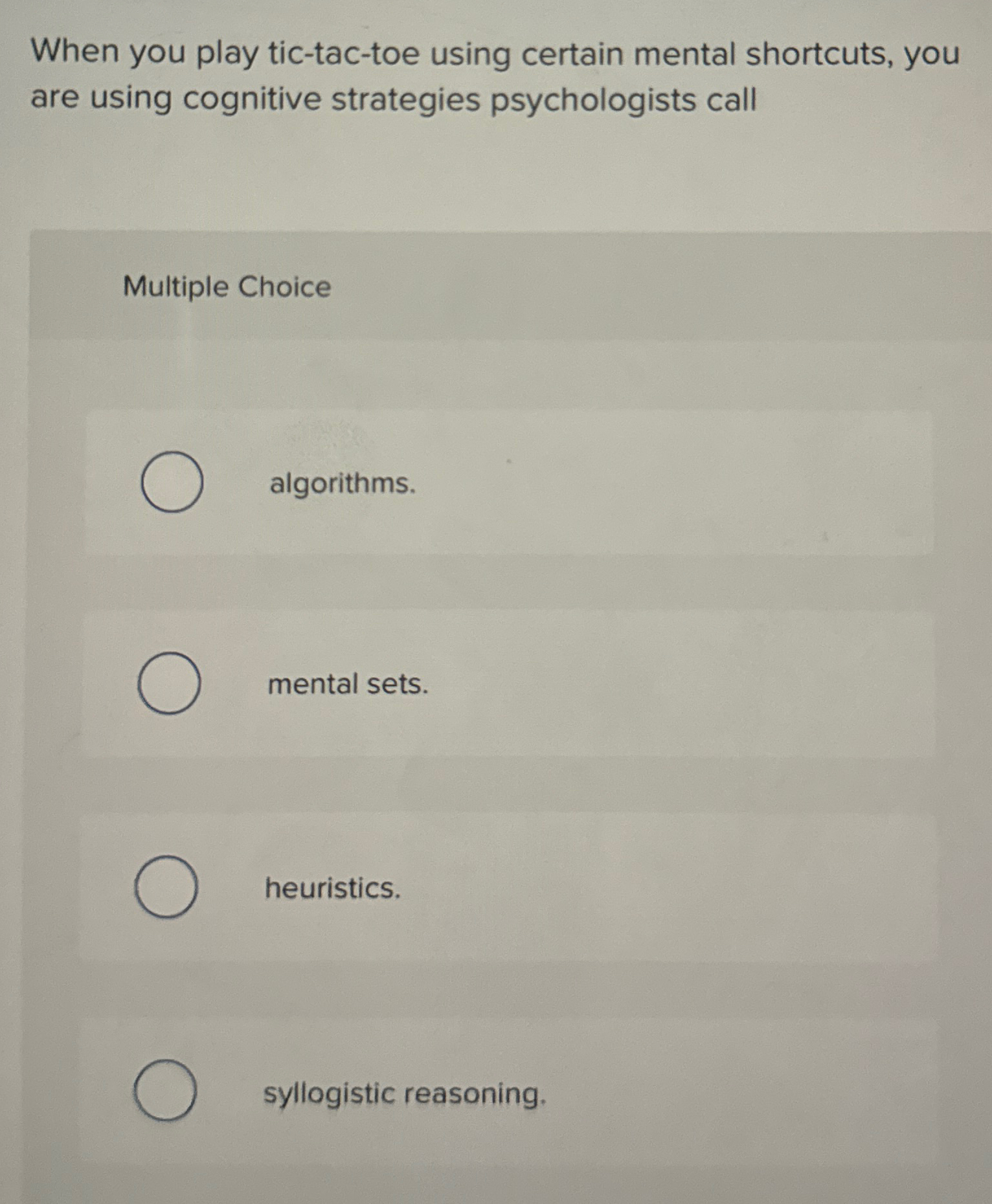 Solved When you play tic-tac-toe using certain mental | Chegg.com
