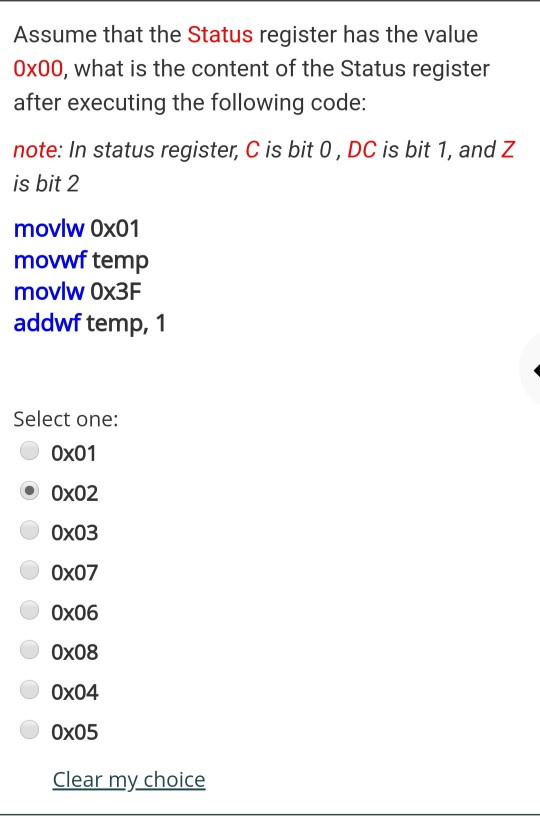 Solved Assume that the Status register has the value Ox00, | Chegg.com
