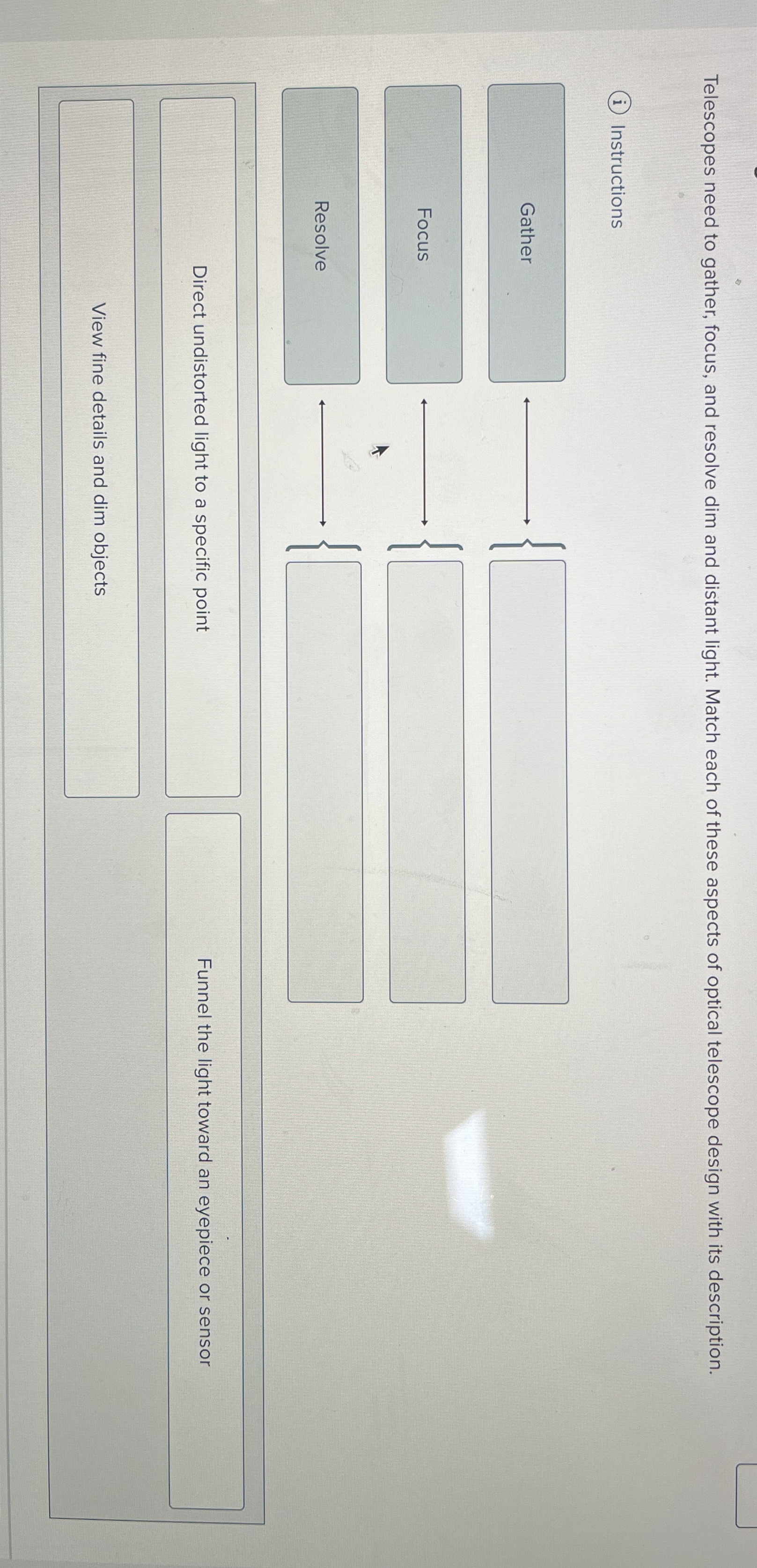 Solved Telescopes need to gather, focus, and resolve dim and | Chegg.com