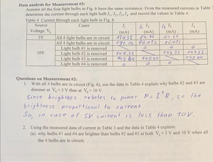 Data analysis for Measurement H3 : Assume all the | Chegg.com