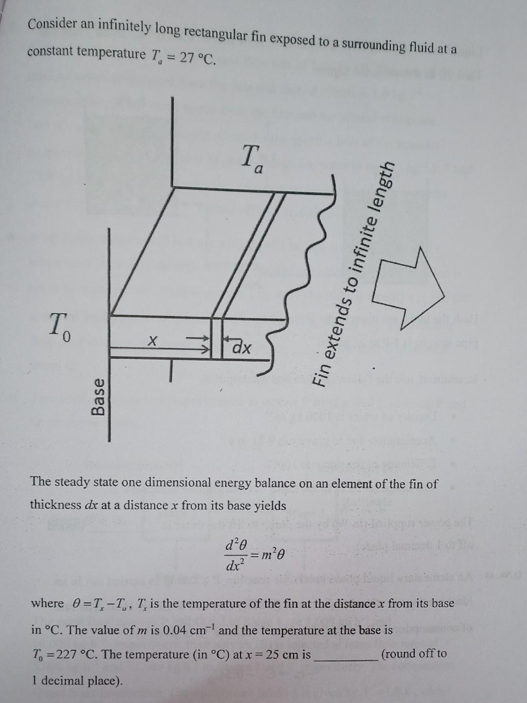 Solved Consider an infinitely long rectangular fin exposed | Chegg.com
