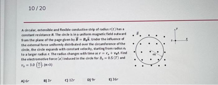 Solved A circular, extensible and flexible conductive strip | Chegg.com