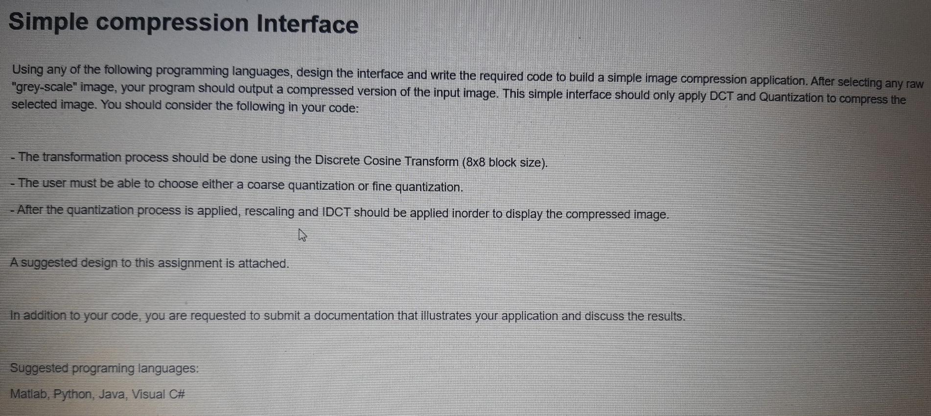 Solved Simple compression Interface Using any of the | Chegg.com